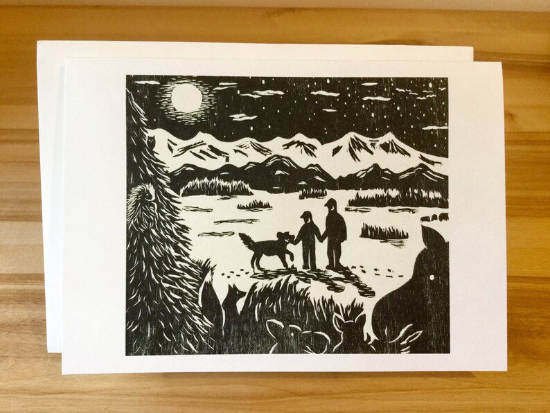 Moonlit Walk 5x7 Note Card | Etsy