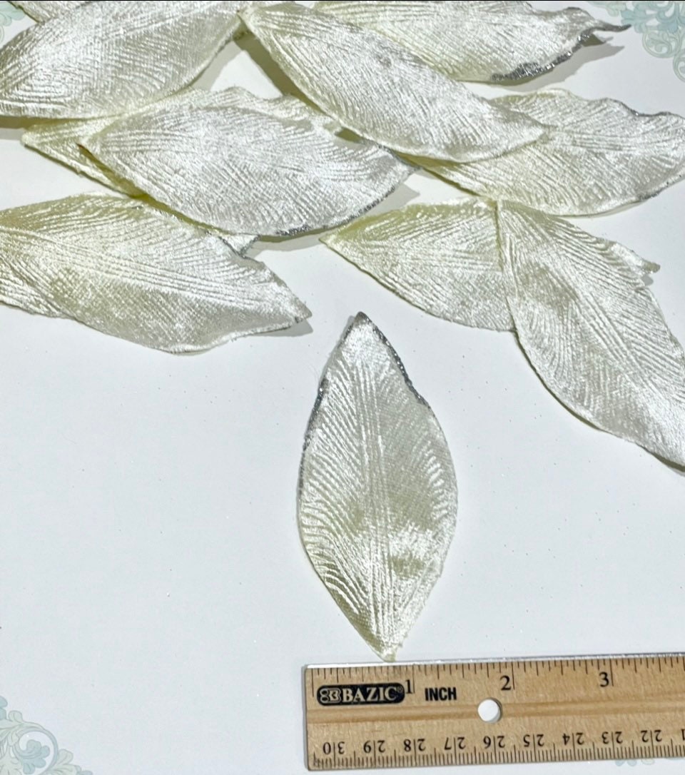 Set of 12 Ivory White Velvet Leaves Artificial Leaves Floral - Etsy