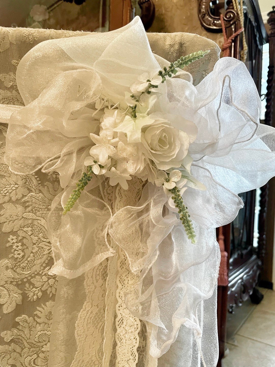 Set of 2 Ivory Organza Chair Sashes, Wedding Decor, Pew Decor, Aisle ...