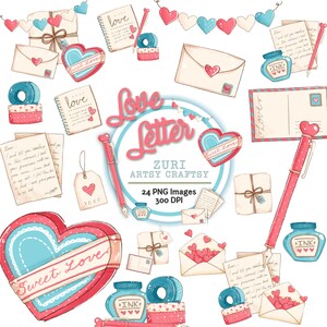 Love Letter Clipart Set Clipart Digital Images Digital | Etsy