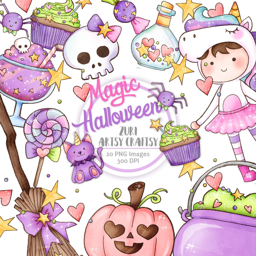 Magic Halloween Clipart Set Imágenes Digitales Imágenes - Etsy México