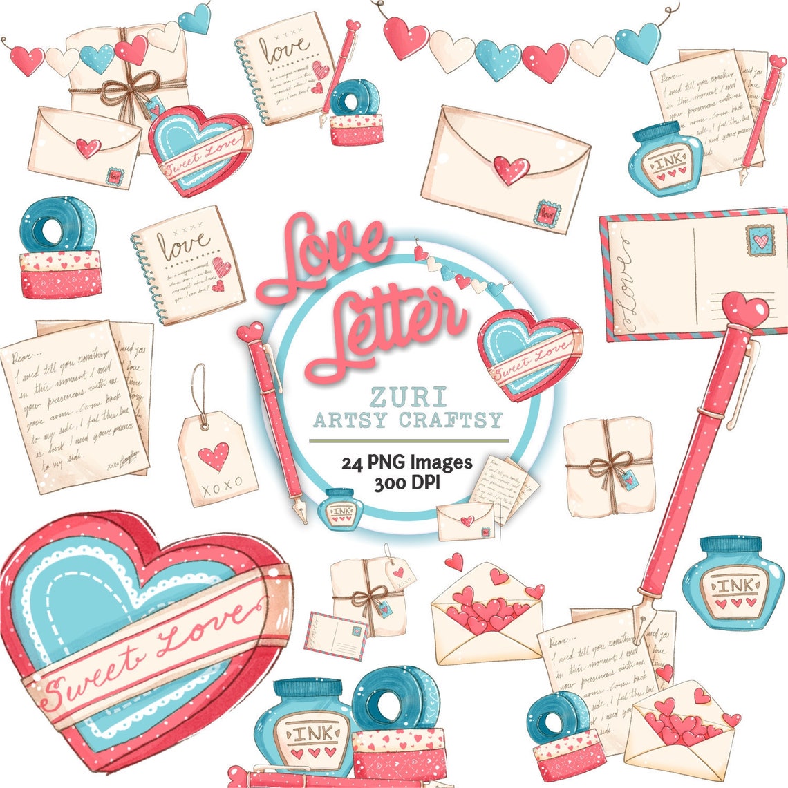 Love Letter Clipart Set Clipart Digital Images Digital | Etsy