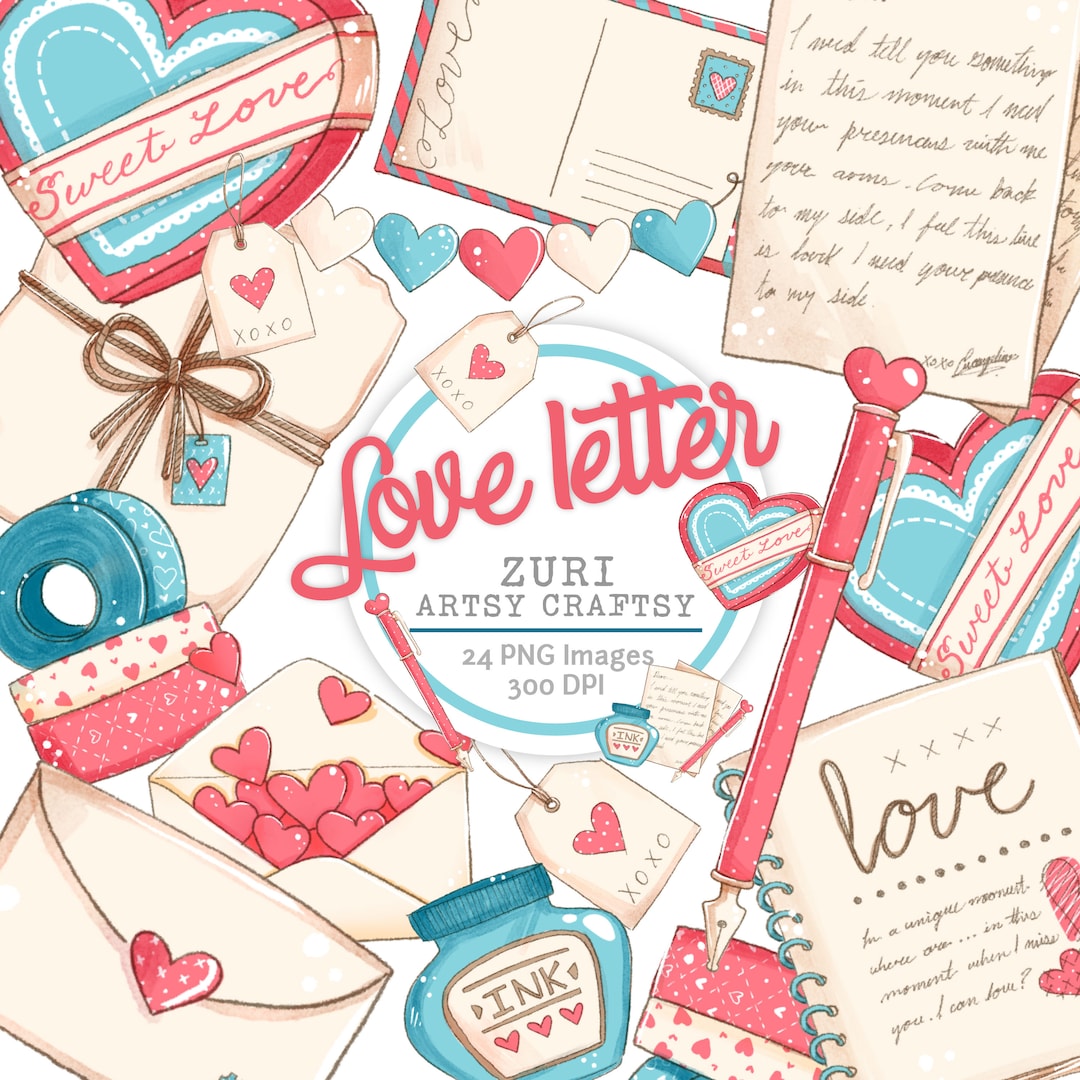 Love Letter Clipart Set Clipart Digital Images, Digital Clipart ...