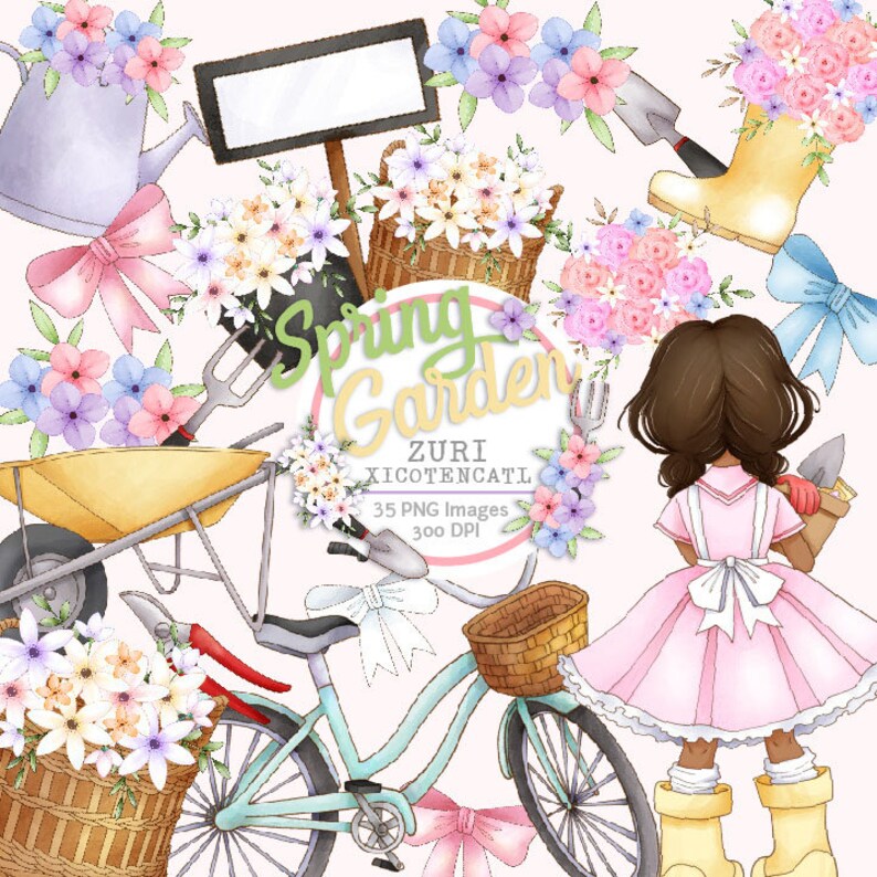 Spring Garden Clipart Collection Digital Clipart Printable - Etsy