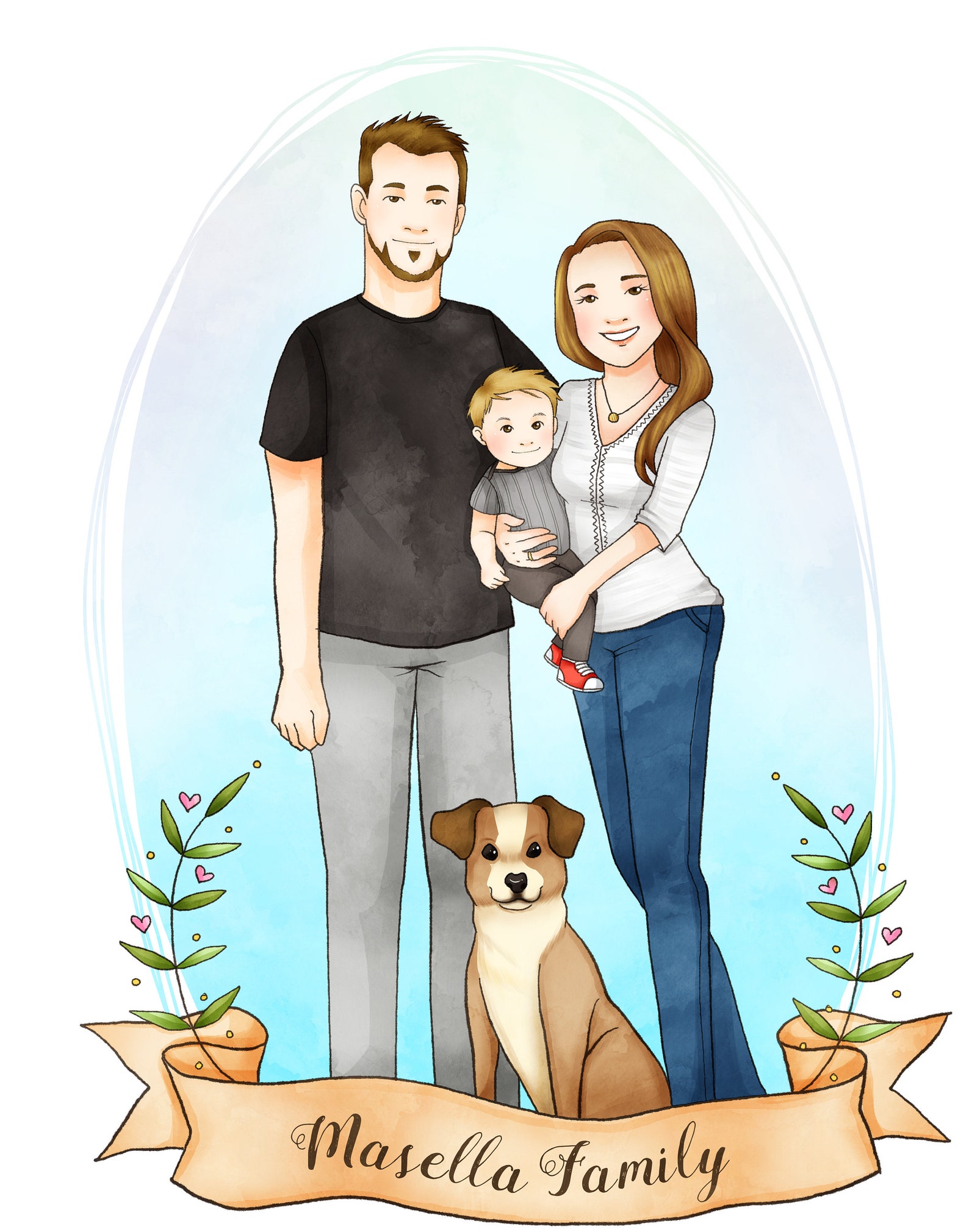 Custom Illustration Portrait Custom Family Portrait - Etsy