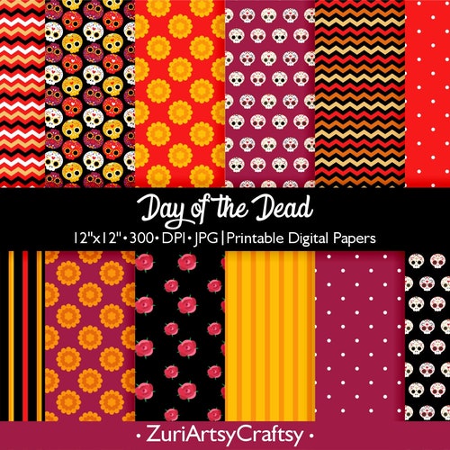 Day of the Dead Pink Digital Paper Collection 12x12 - Etsy