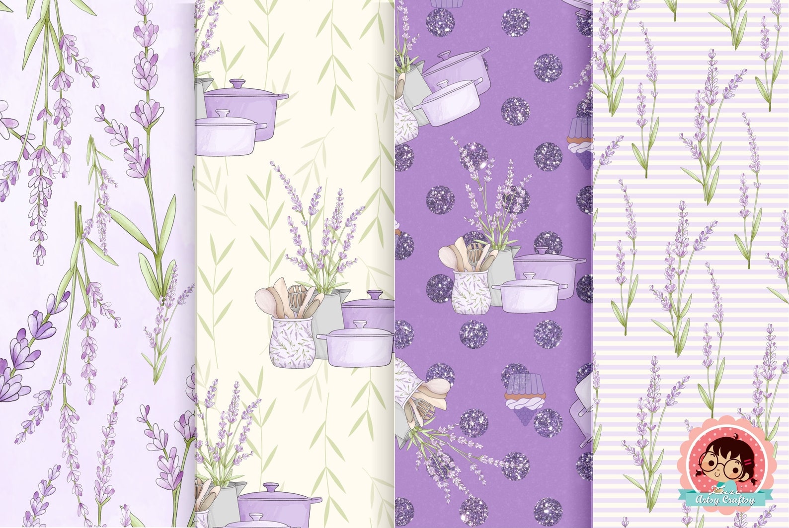 Lavender Paper Collection Digital Papers Lavender Pattern - Etsy 日本