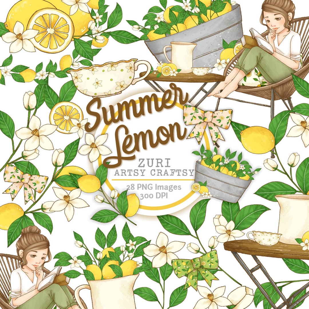 Summer Lemon Set Clipart Digital Images, Digital Clipart, Printable ...