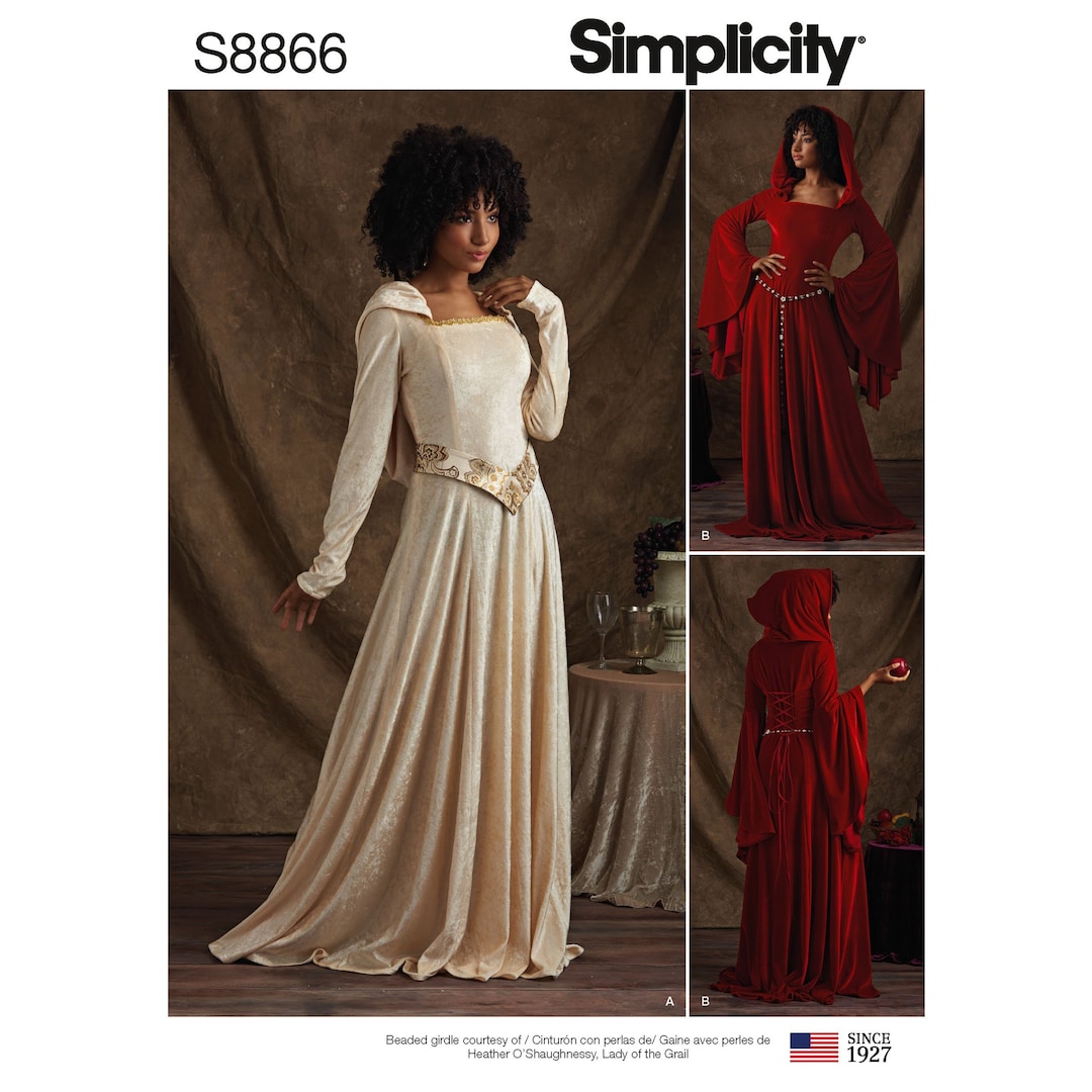 Cosplay Womens Costume, Sewing Pattern, Royal Dress With Hood, Queen ...