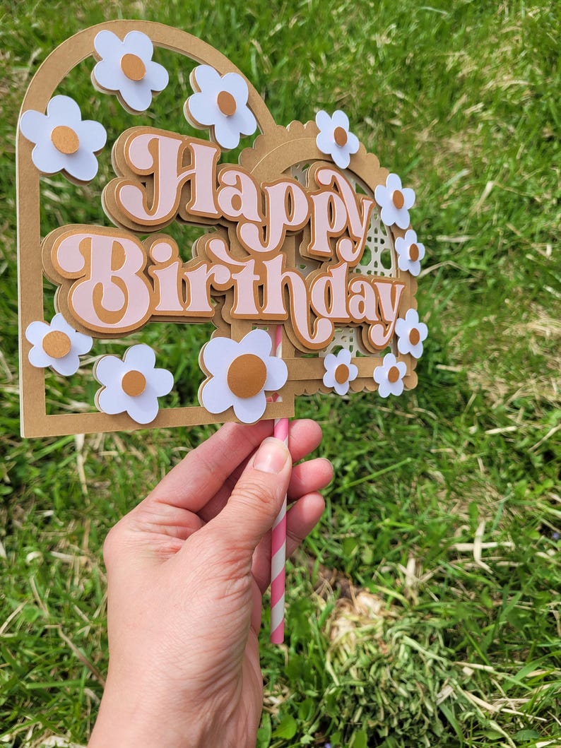 Groovy Cake Topper Retro Daisy Birthday Cake Topper Boho Vibe Topper ...