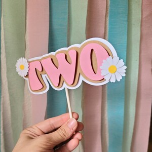 Two Groovy Cake Topper 2nd Retro Two Daisy Cake Topper for Second ...