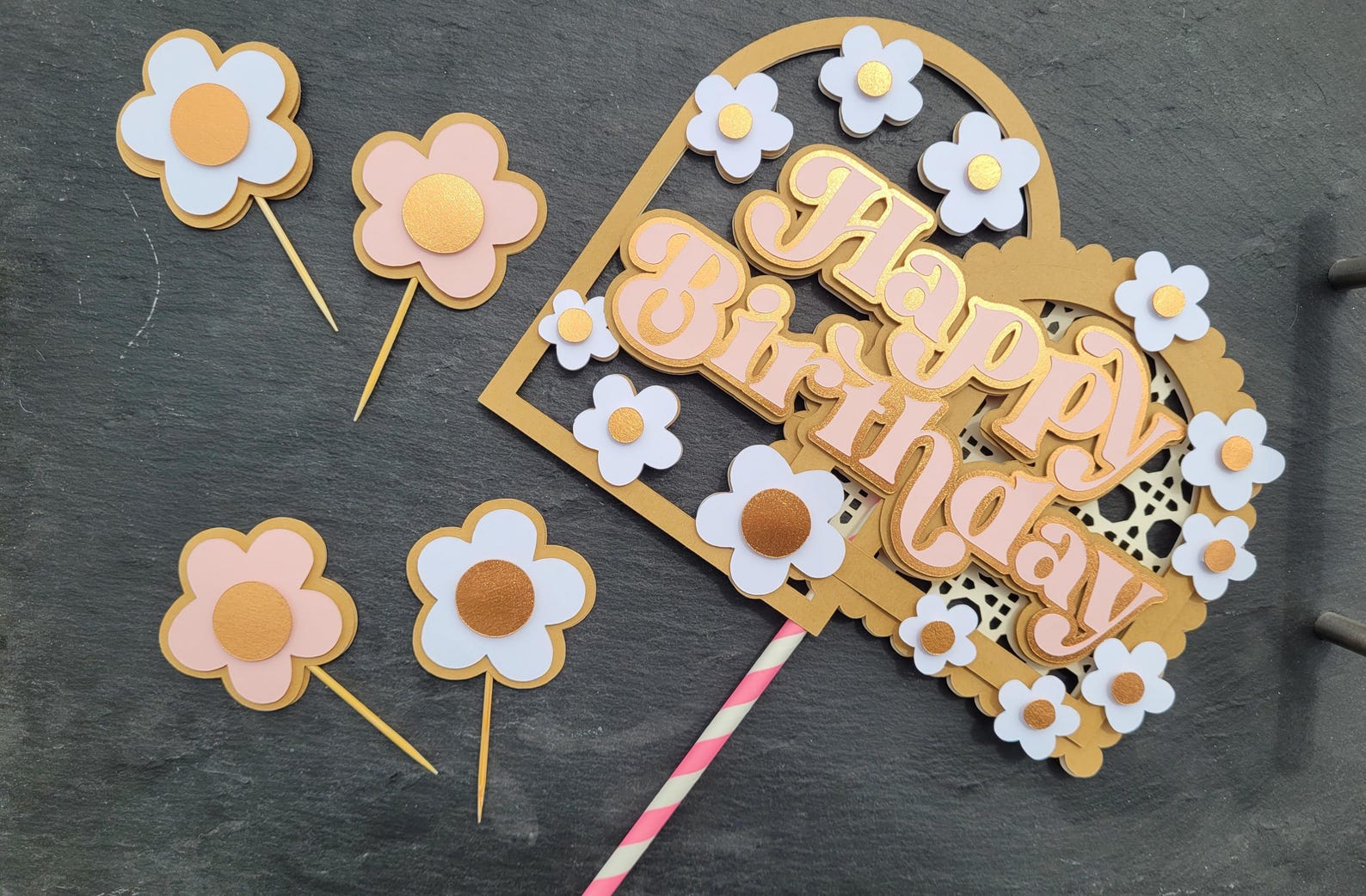 Groovy Cake Topper Retro Daisy Birthday Cake Topper Boho Vibe Topper ...