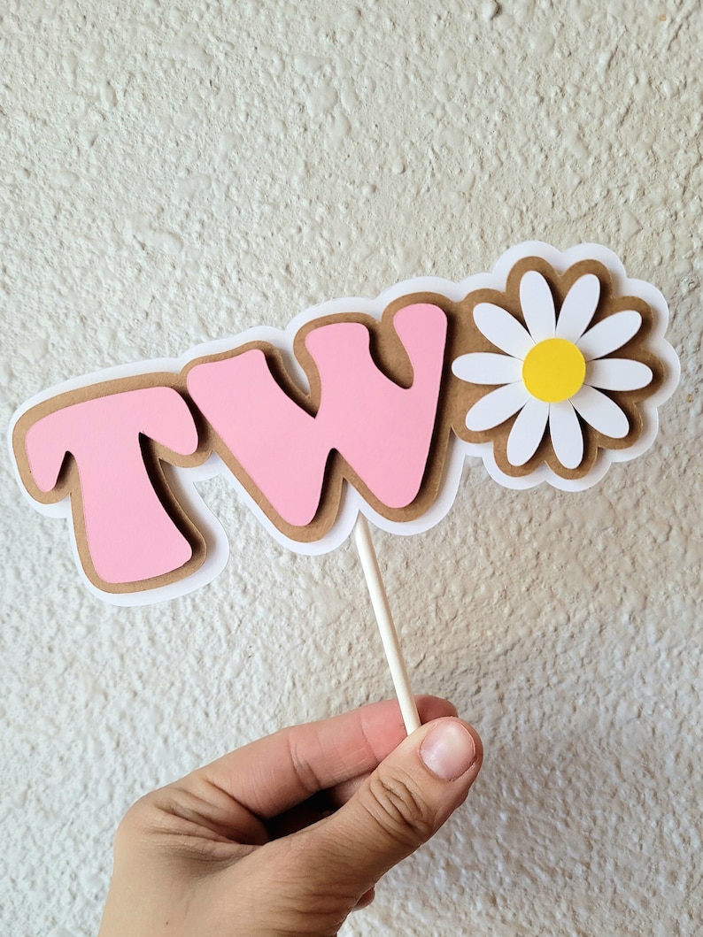Two Groovy Cake Topper Retro Two Daisy Cake Topper for Second Birthday ...