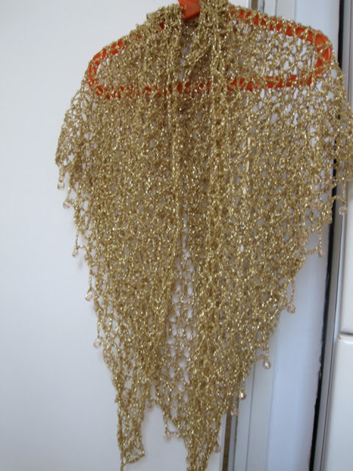 Chal dorado brillante chal dorado champán de ganchillo a mano - Etsy España