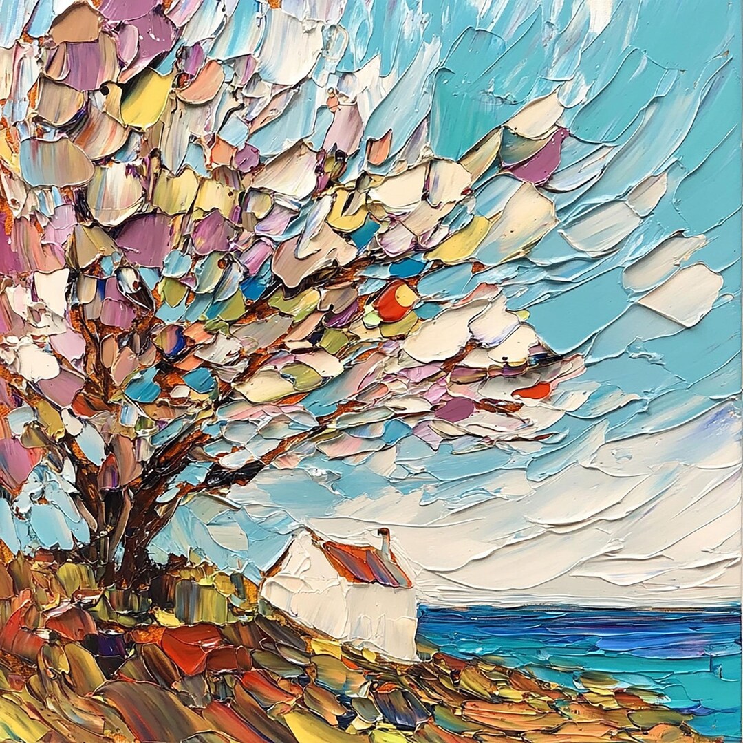 Ireland Painting Fall Tree Original Art Irish Seacoast Landscape ...