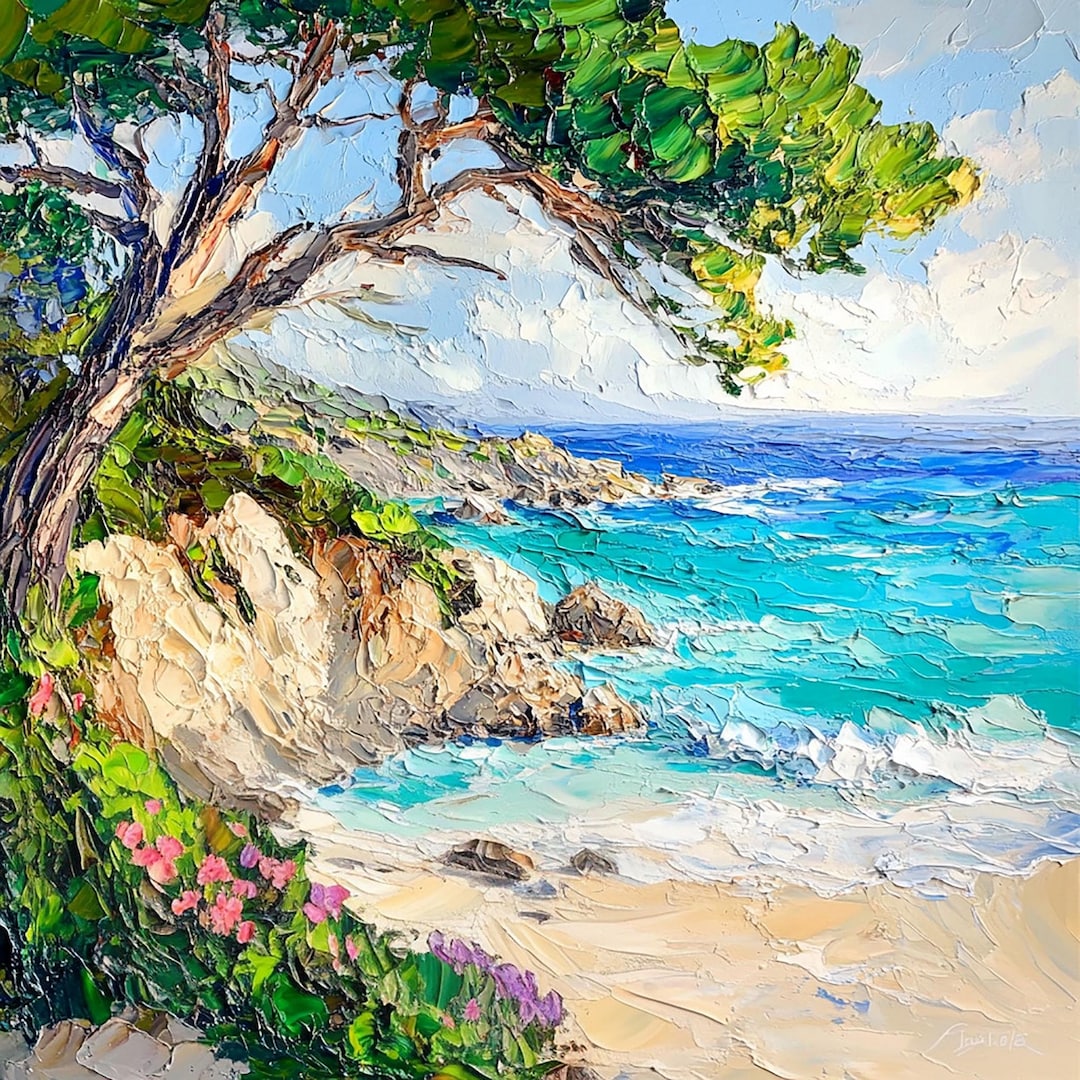 Carmel Beach Painting Seascape Original Art Monterey Abstract Landscape ...
