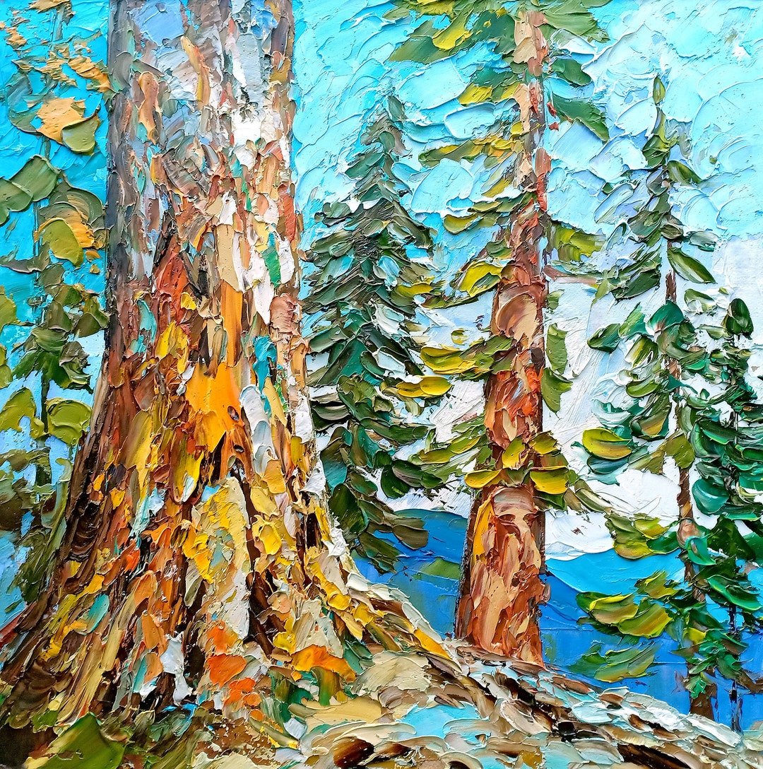 Sequoia Painting Redwood Original Art Impasto Oil Landscape Artwork - Etsy
