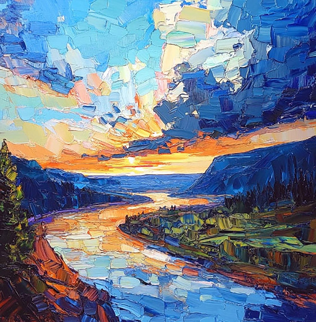 Columbia River Painting Oregon Original Art Landscape Impressionist Art ...