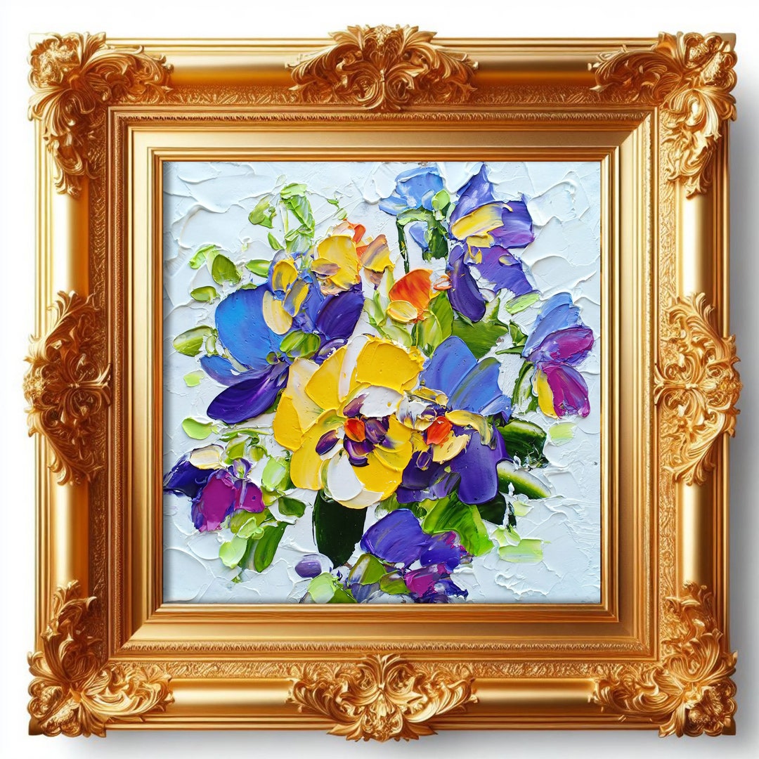 Viola Painting Pansy Original Art 6 X 6 Floral Impasto Oil Painting ...