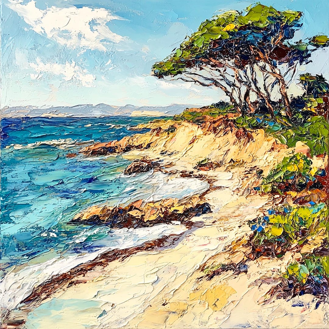 Lovers Point Painting Pacific Grove Original Art Monterey Abstract ...