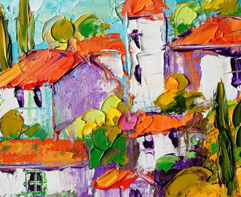 Tuscany Village Painting Italian Landscape Original Art Impasto Oil ...