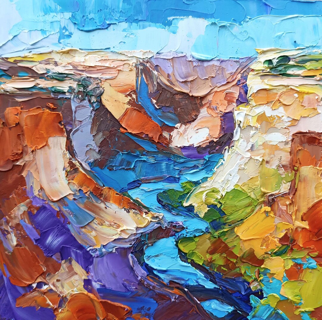Grand Canyon Oil Painting: Arizona Landscape Art, Palette Knife Impasto - Etsy