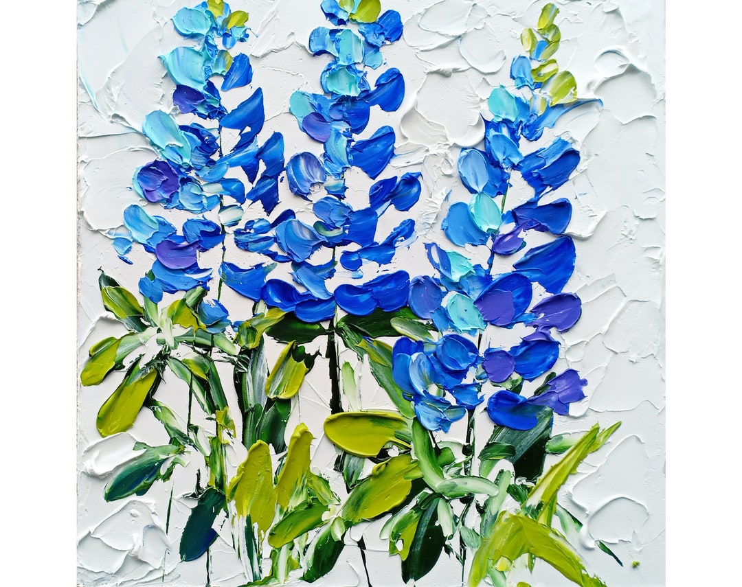 Texas Bluebonnet Painting Flower Original Art Impasto Oil Painting ...