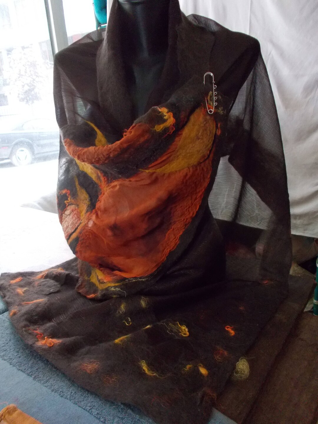 Felted Wool Scarf Nuno Felted Scarf / Felted Merino Wool Scarf Brown ...