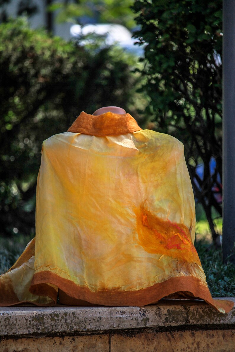 Yellow & Orange felt scarf felted wool lightweight boho | Etsy