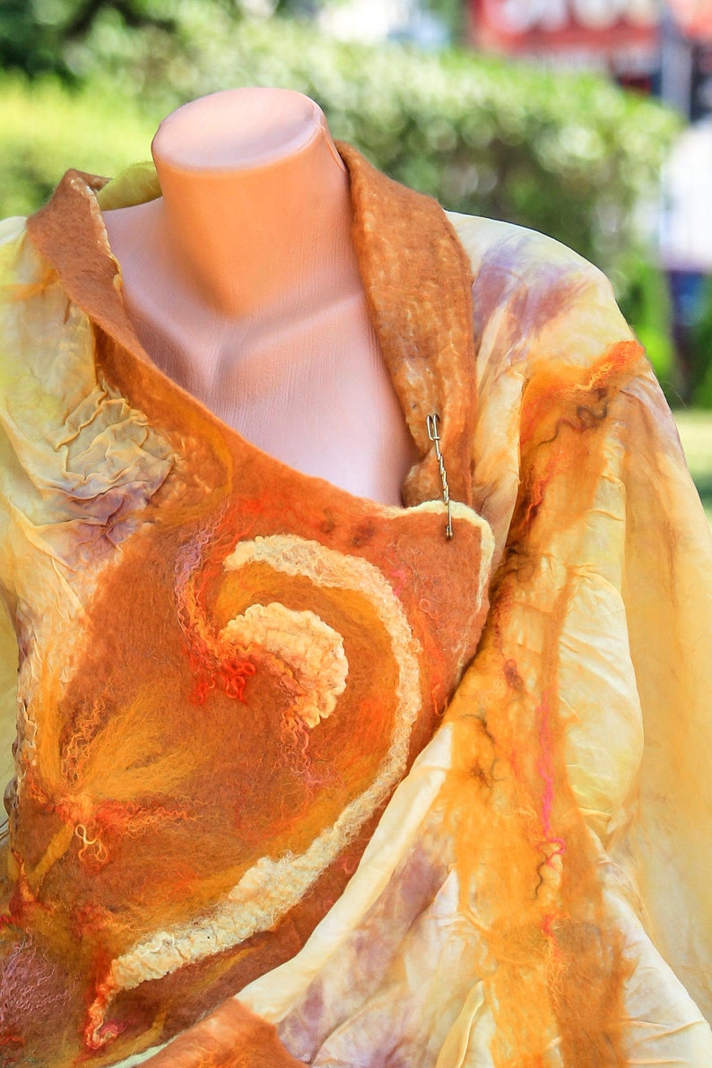 Yellow & Orange felt scarf felted wool lightweight boho | Etsy