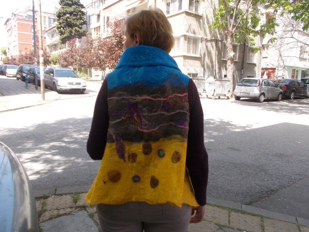 Felted Reversible Seamless Vest FOUR IN ONE, Wet Felted, Woman Clothing ...