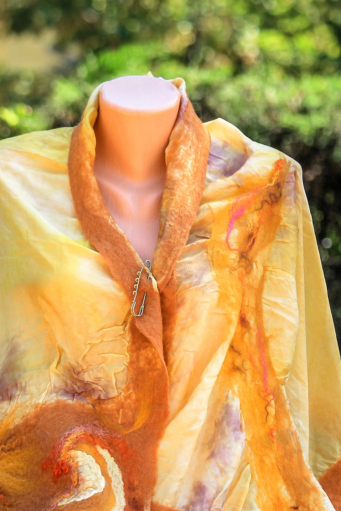 Yellow & Orange felt scarf felted wool lightweight boho | Etsy