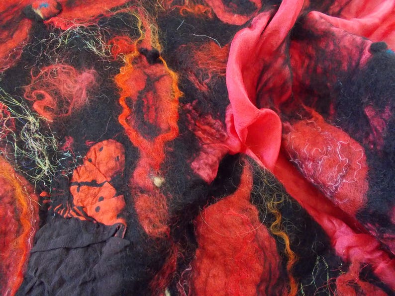 Red Felt Scarf Felt Nunofelt Shawl Felt Shawl Felt Scarf - Etsy