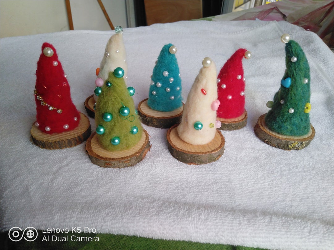 Christmas Wool Tree, Set of 7 Felt Trees, Home Decor, Christmas Felt ...