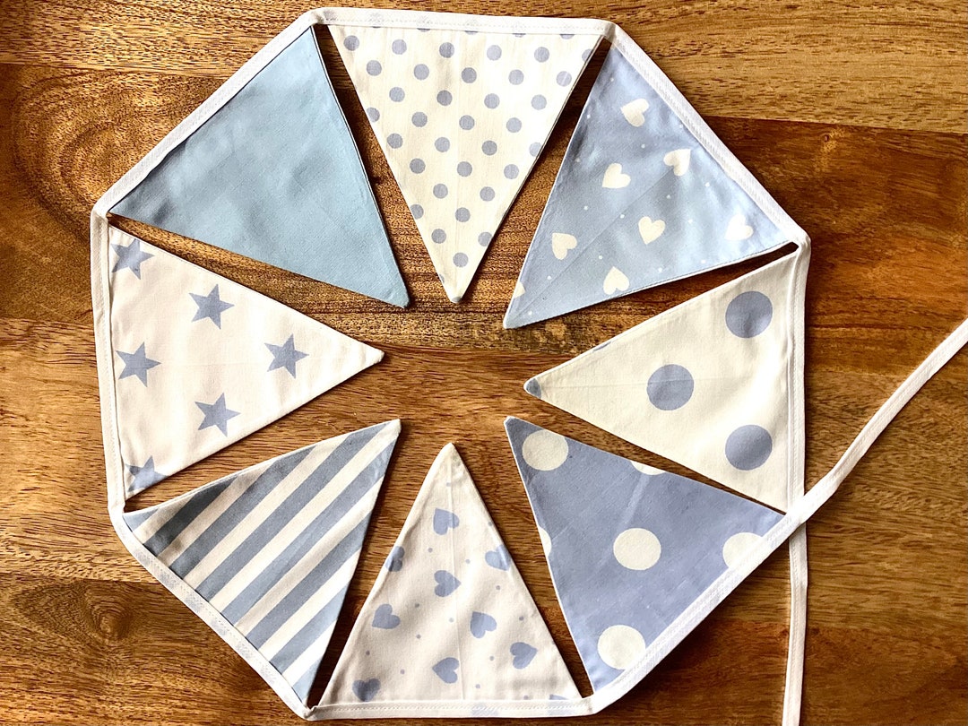 Blue & White Fabric Bunting Gift Wrapped - Etsy
