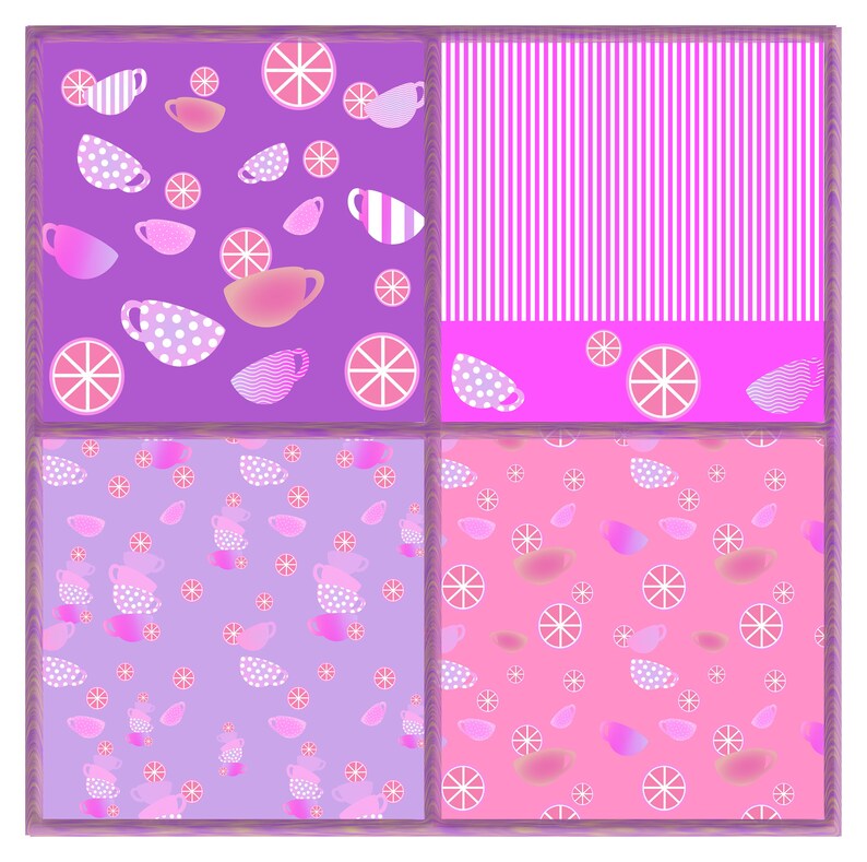 Digital Printable Paper Pack Colorful and Bright pink Grapefruit Tea ...