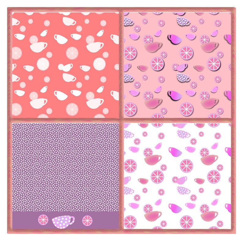 Digital Printable Paper Pack Colorful and Bright pink Grapefruit Tea ...