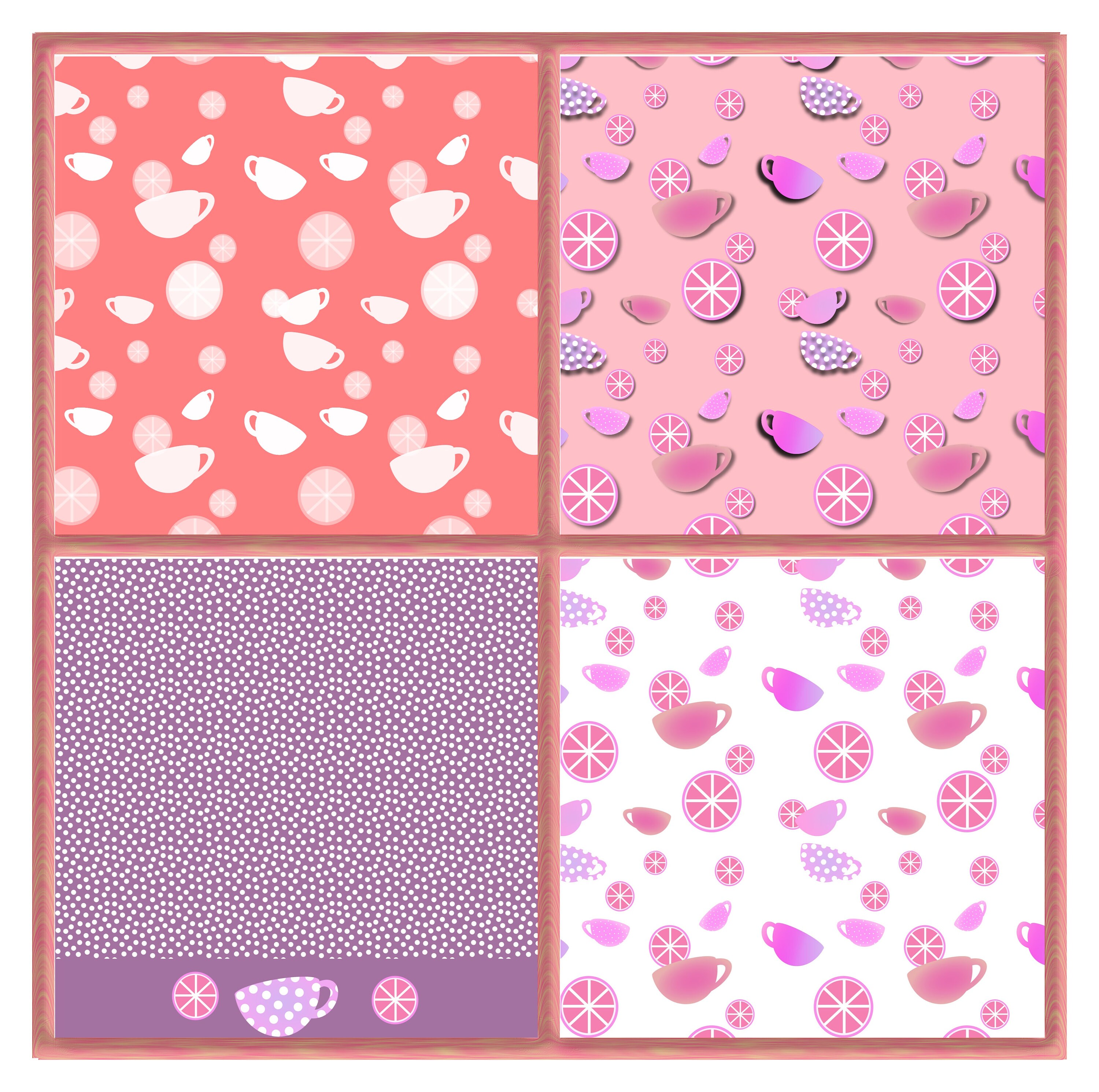 Digital Printable Paper Pack Colorful and Bright pink Grapefruit Tea ...