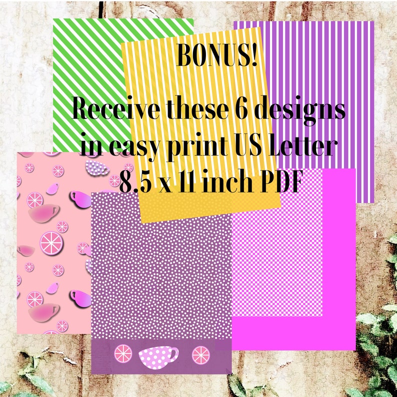 Digital Printable Paper Pack Colorful and Bright pink Grapefruit Tea ...