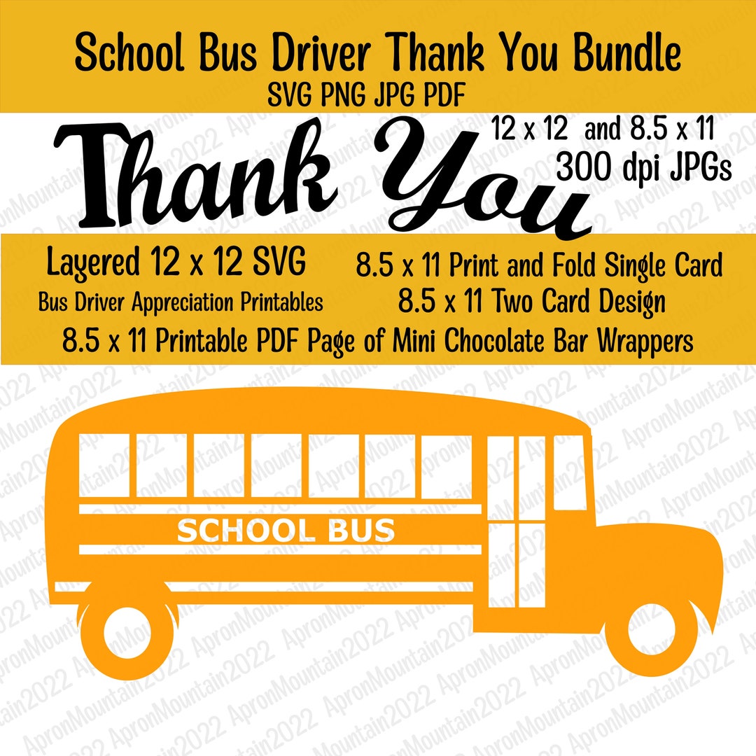 Bus Driver Appreciation Printable Bundle Printable School Bus Thank You ...