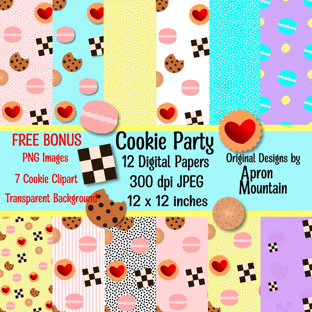Cookie Party Printable Pastel Cookie Paper Digital - Etsy
