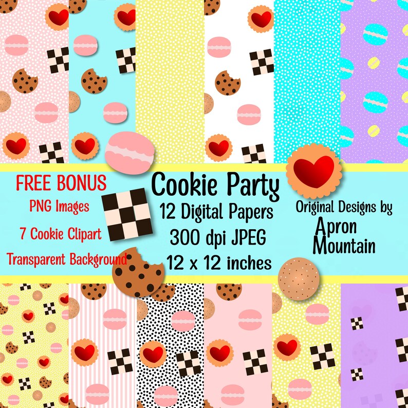 Cookie Party Printable Pastel Cookie Paper Digital - Etsy