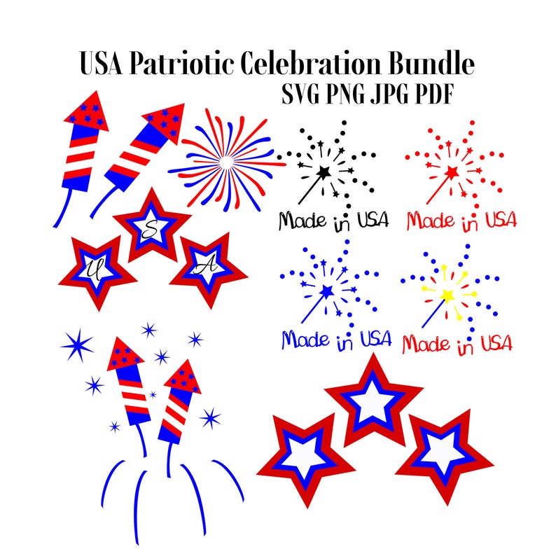 Patriotic Celebration Image and Cut File Bundle July 4th USA Svg Png ...