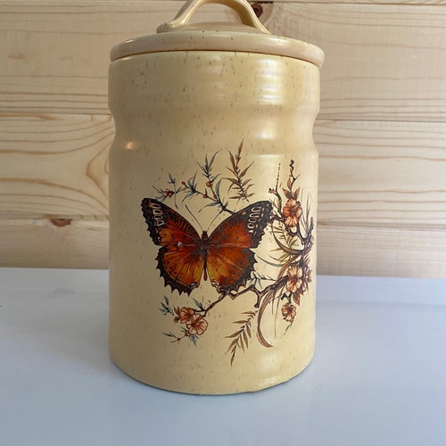 Canister Sets Jars & Containers 2 Vintage Cottagecore Ceramic Monarch ...
