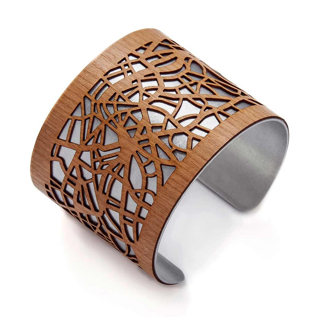 Map Jewelry, London Map. Wooden Cuff Bracelet, 5th Anniversary Gift ...