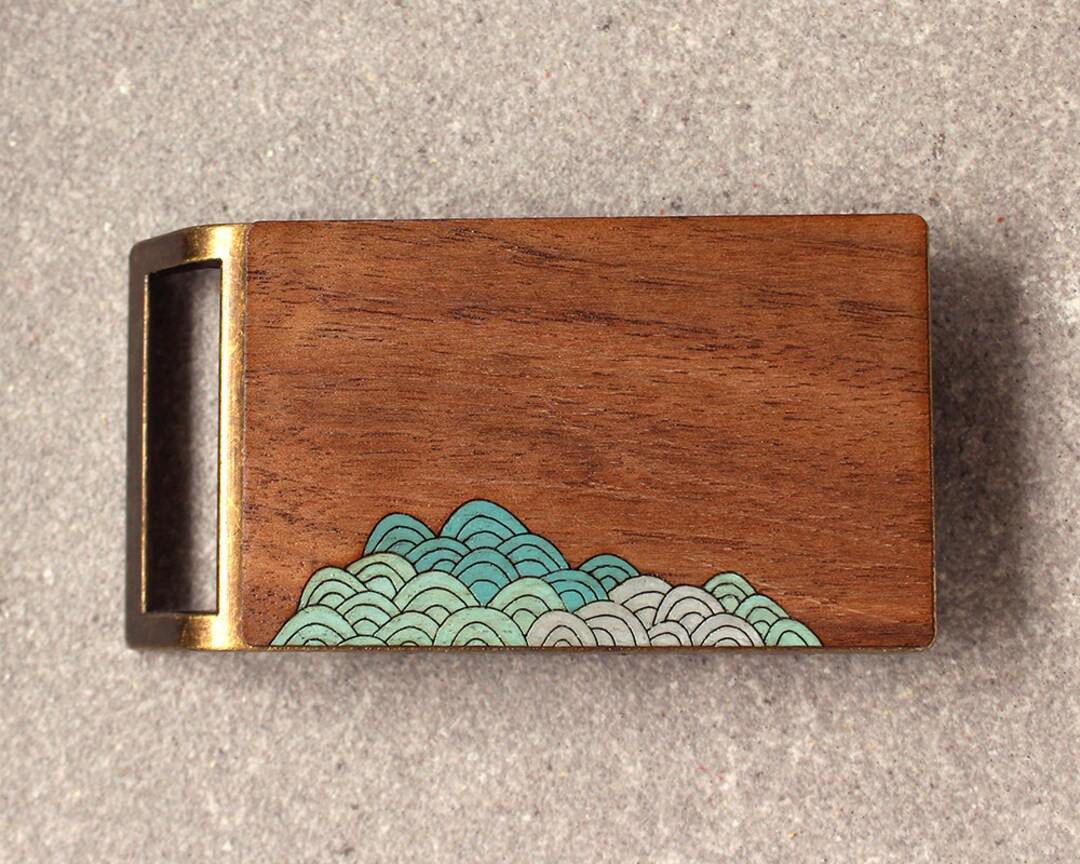 Handmade Waves Belt Buckle: Etched Wood Ocean Design - Etsy