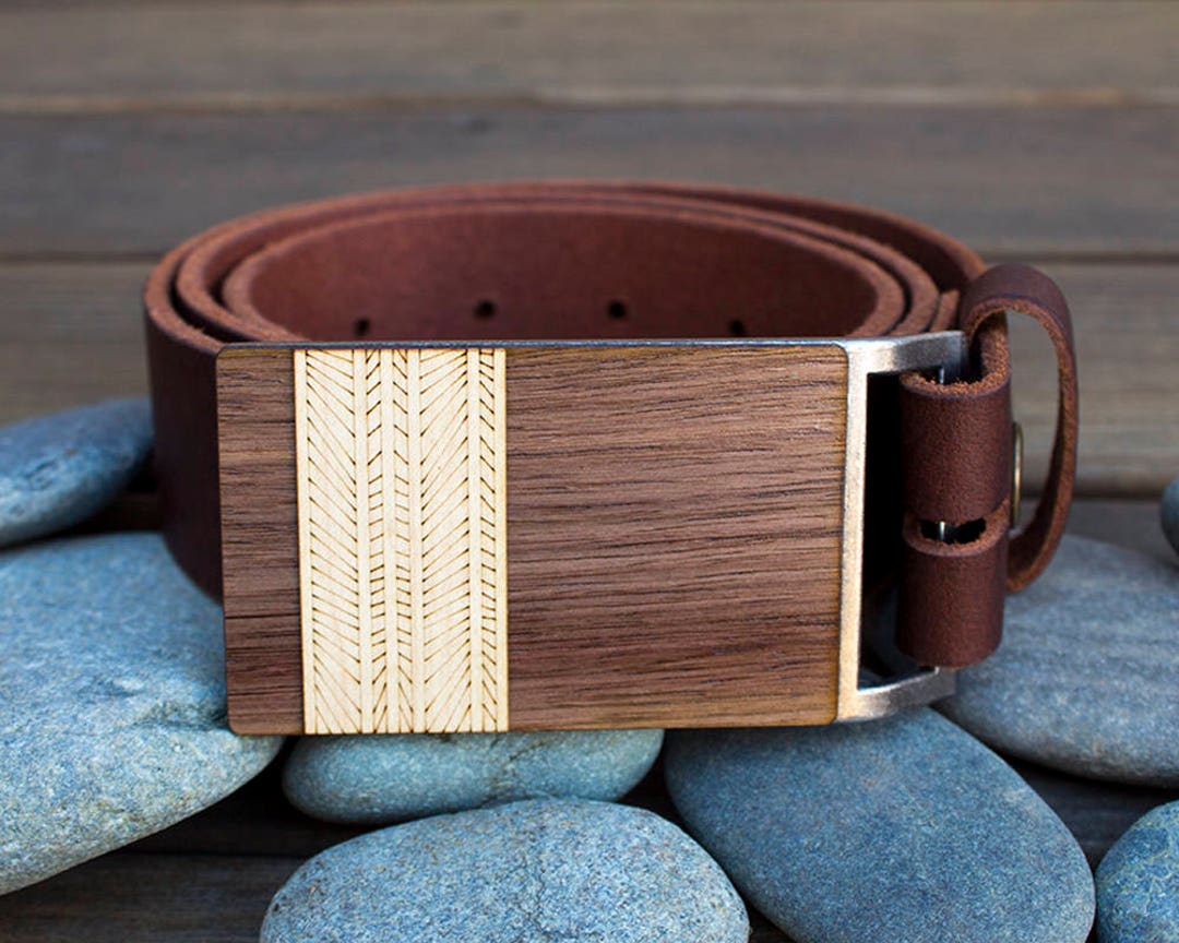 Geometric Belt Buckle, Wood Belt Buckle, Gift for Boyfriend, Modern ...