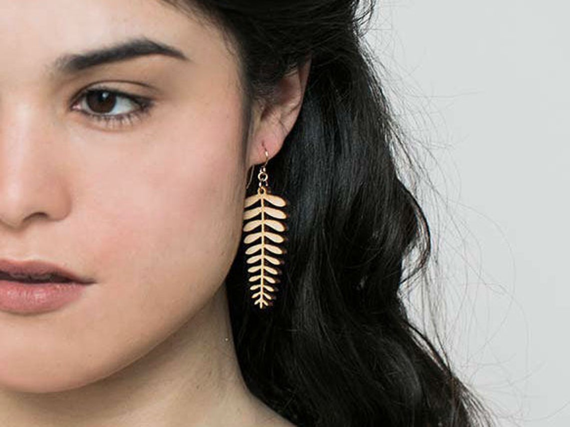 Boho Wood Earrings Nature Jewelry Wooden Earrings Leaf Etsy