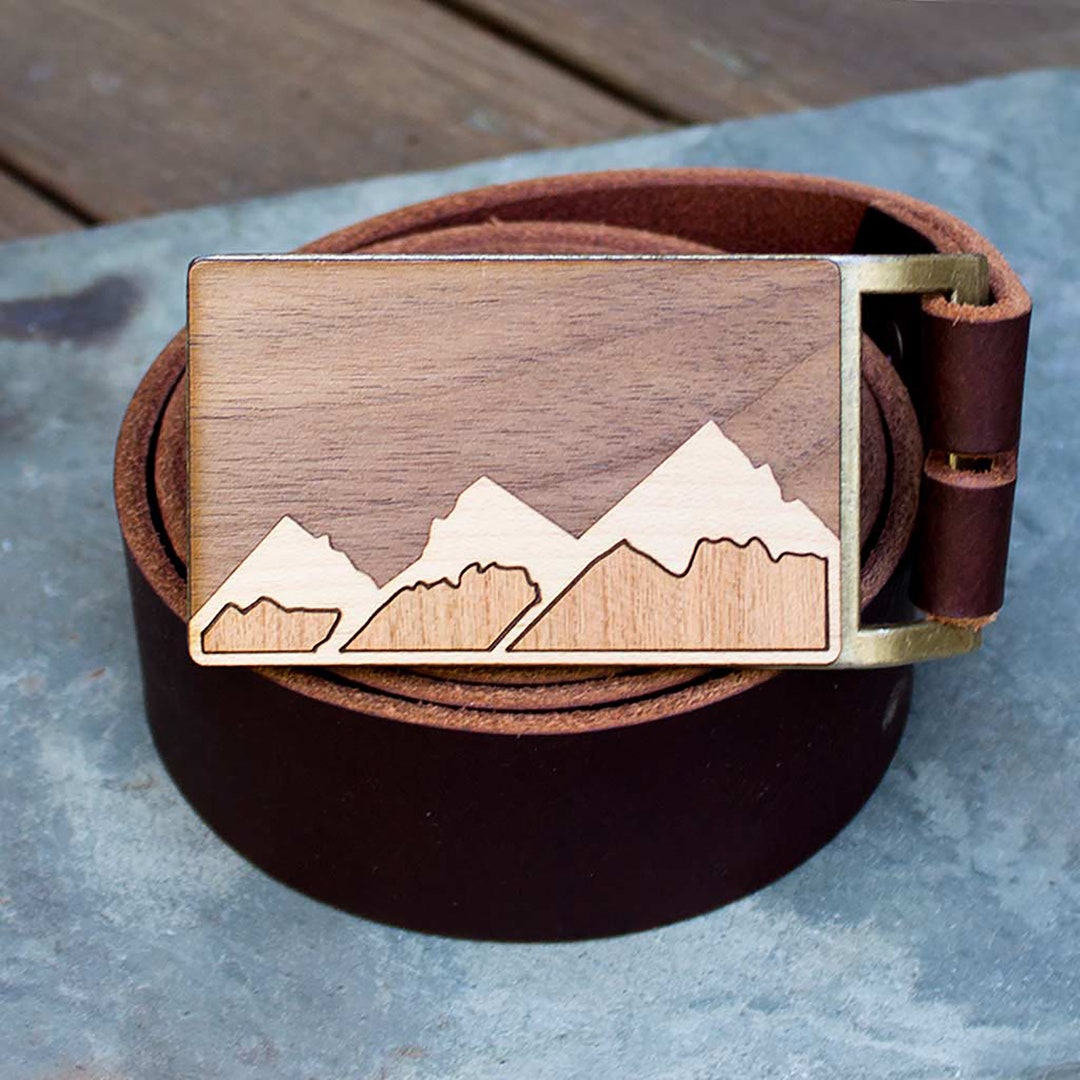 Mountain Belt Buckle: Walnut & Maple Wood - Etsy