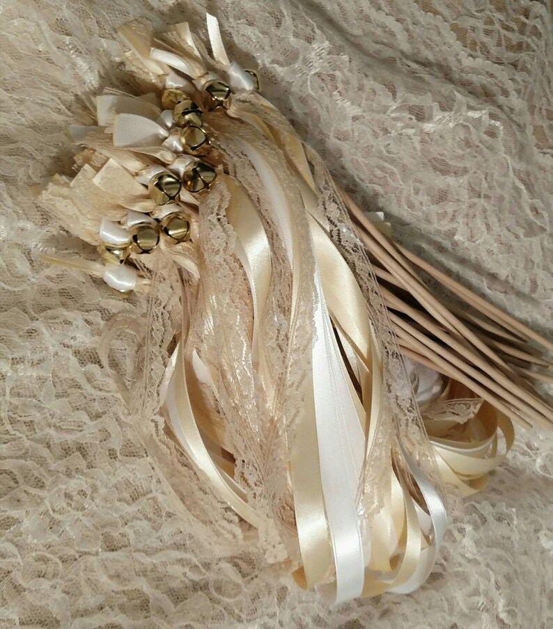100 Wedding Wands Ribbon Wands Send Off Ivory Lace Pale | Etsy